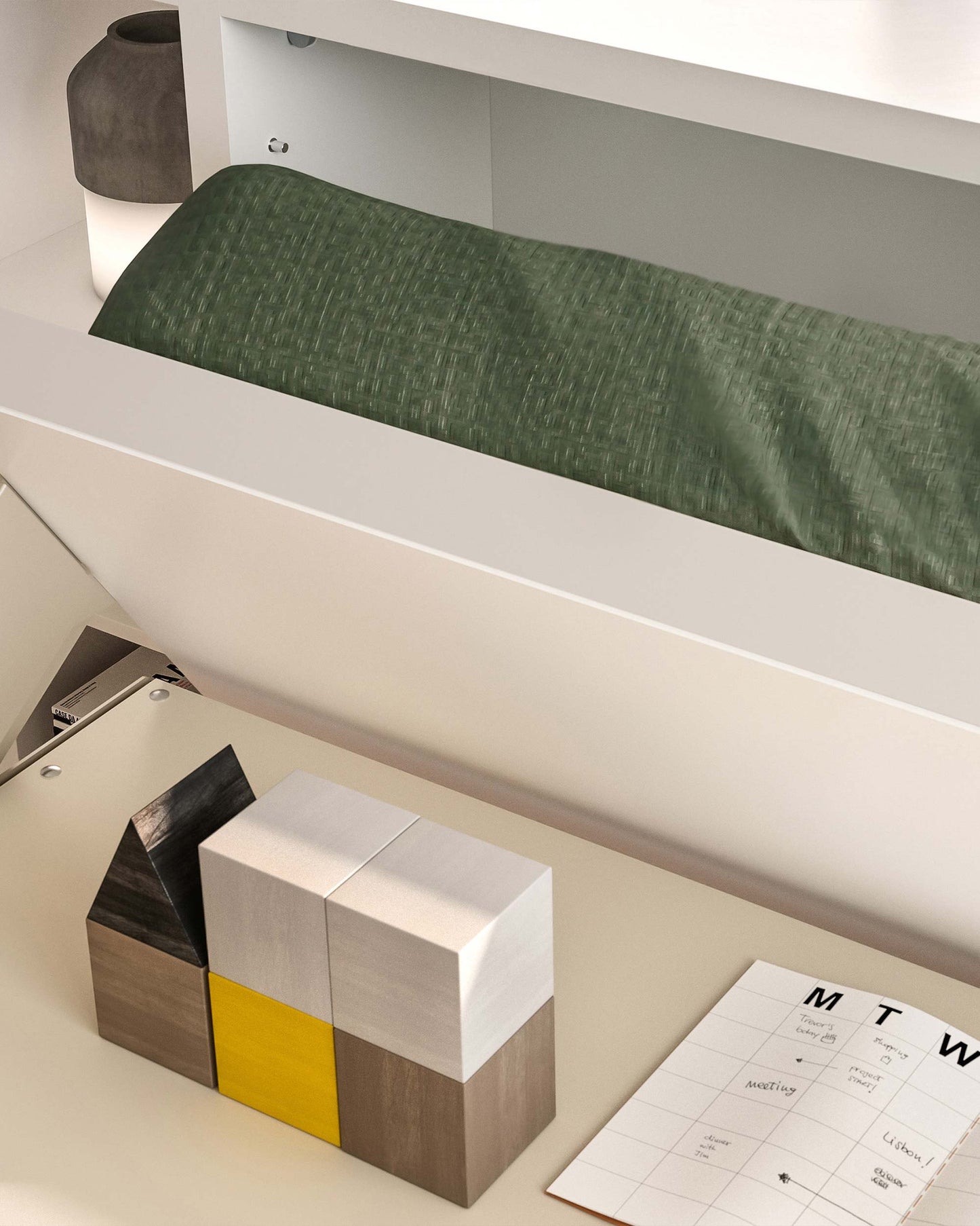 Kali Board King Single Wall Bed with Table